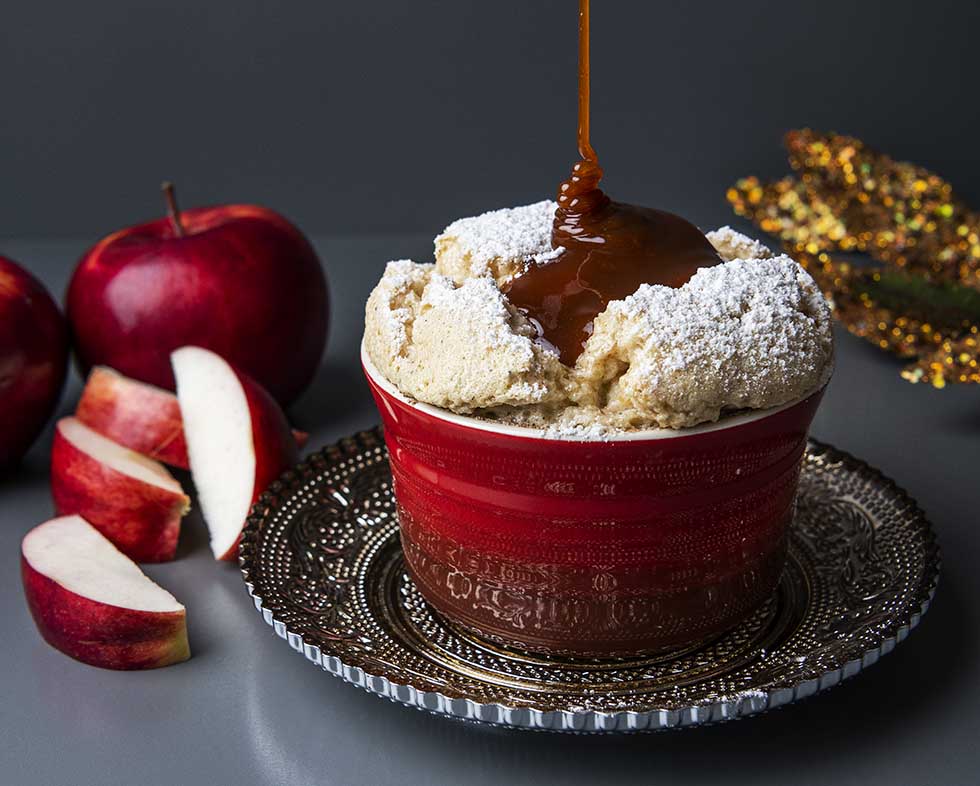 Apple Butter Soufflé with Salted Caramel Sauce | Escarpment Magazine